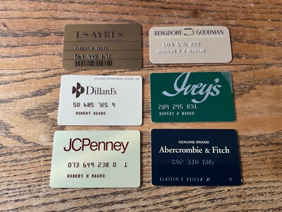Vintage Lot of 6 Department Store Credit Charge Cards | eBay