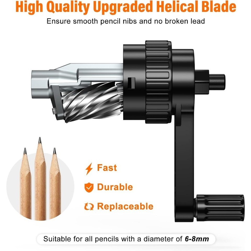 Manual Pencil Sharpener with Helical Blade for No.2 Colored Art Pencils ...
