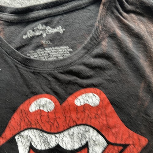 Rolling Stones Shirt Mens 2XL Black Vampire Tongue Bleach Distressed ...