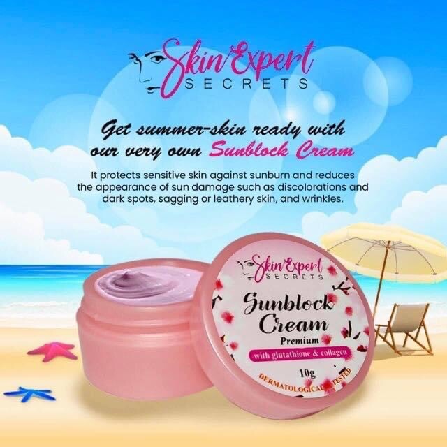 Skin Expert Sunblock Day Cream With Glutathione Collagen UVA UVB 10g | eBay