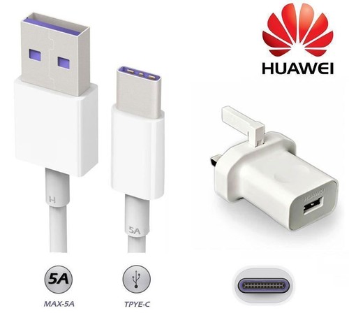 Genuine Huawei Mains Charger Plug and USB Type C Data Cable for Huawei ...