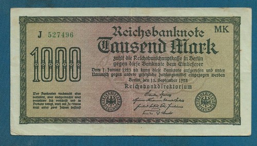 1922 German Empire 1000 Mark Banknote Reichsmark WWII Reichsbanknote ...