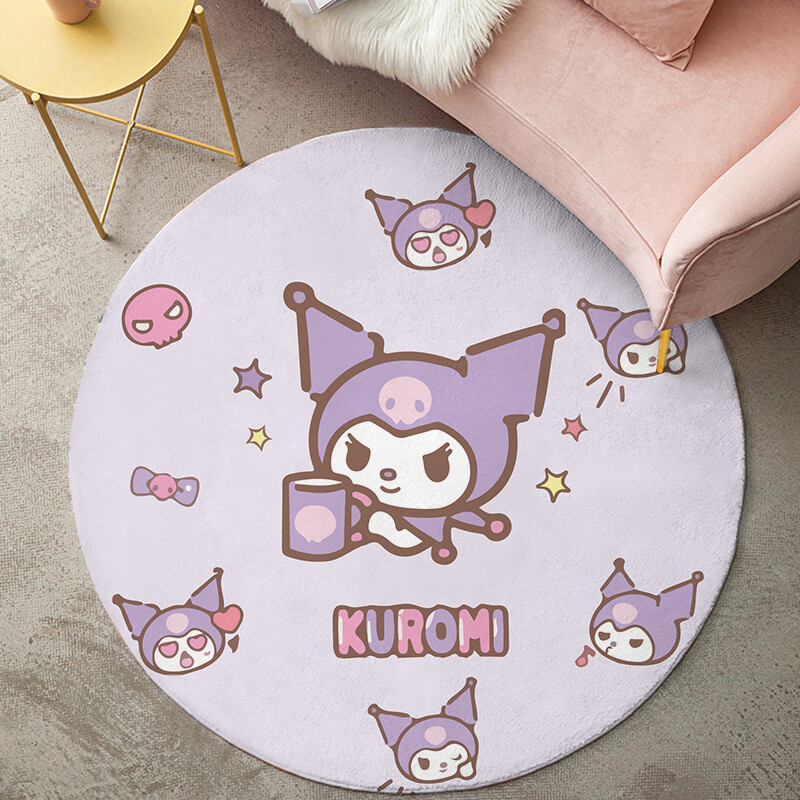 Cute kuromi Door Mat Cartoon Rag Rug Floor Mats Round Bedroom Bedside ...