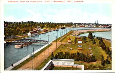 Postcard General View Of Cornwall Canal Cornwall Ontario Canada White ...