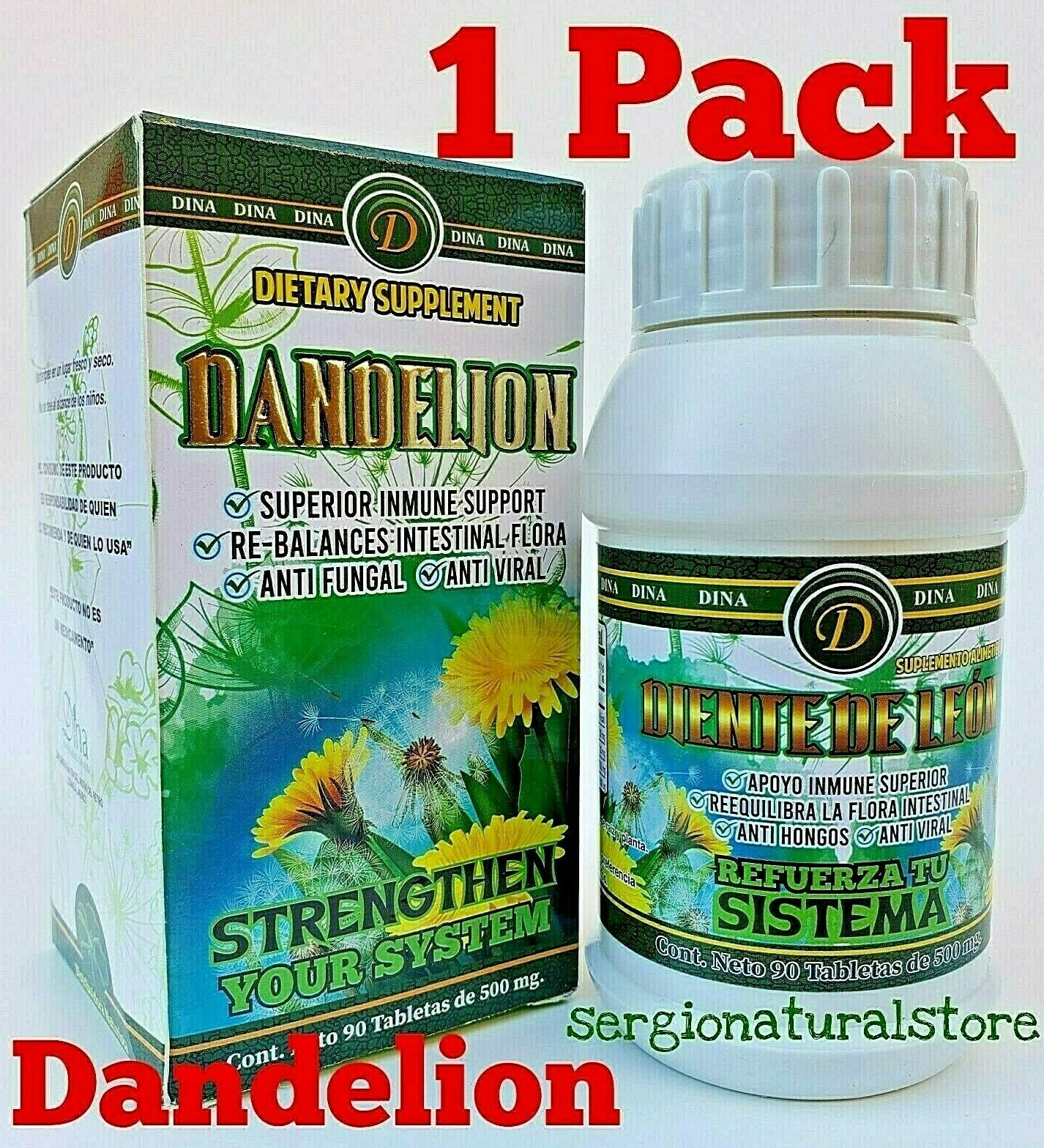 DANDELION (Diente de Leon) Tablets Dandelion Root 500 Mg 90 Tabletas ...
