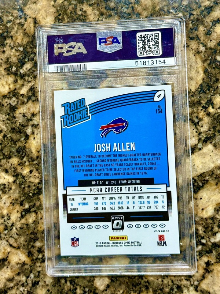 2018 Donruss Optic Josh Allen Rated Rookie Optic Holo Prizm SP #154 ...