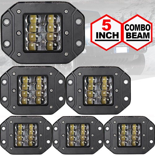 6X 5" Flush Mount LED Work Light Bar Rear Bumper Reverse Pods 4-Row ...
