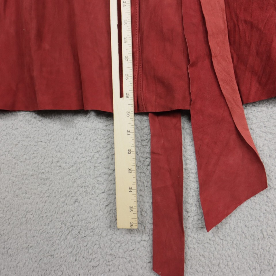 Worth New York coat womens 12 red brick leather jacket button up suede ...