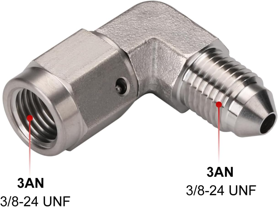 3AN Male to 3AN Female 90 Degree Swivel Stainless Steel Brake Fitting ...