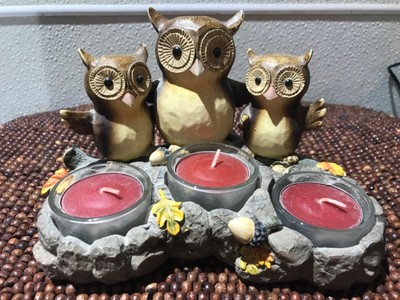 Yankee Candle "TRIPLE OWL" tea light set Autumn Fall Owls 2012 with ...