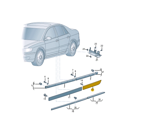 NEW VOLKSWAGEN PHAETON 3D REAR RIGHT DOOR SILL TRIM 3D0854950JGRU | eBay