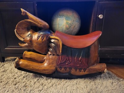🔥 RARE Mandalay Box Company Hand Carved Wooden Rocking Elephant - Home ...
