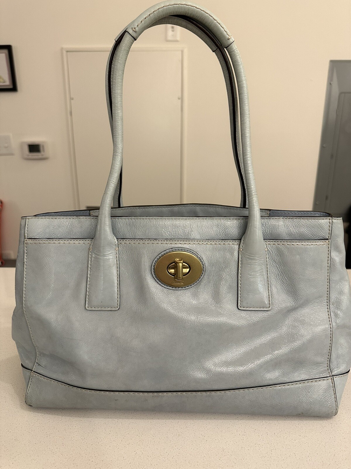Coach Penelope Leather Satchel Light Blue - Gem