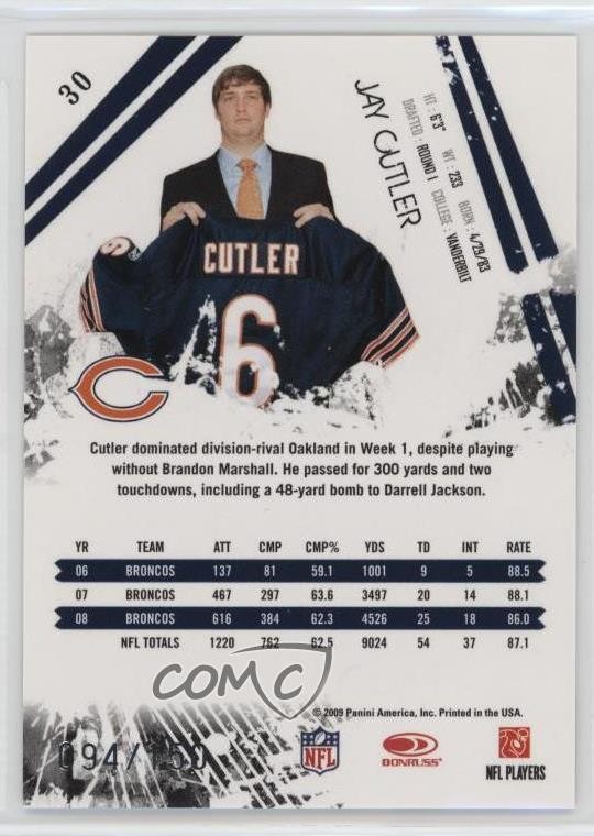 2009 Donruss Rookies & Stars Longevity Ruby /150 Jay Cutler #30 | eBay