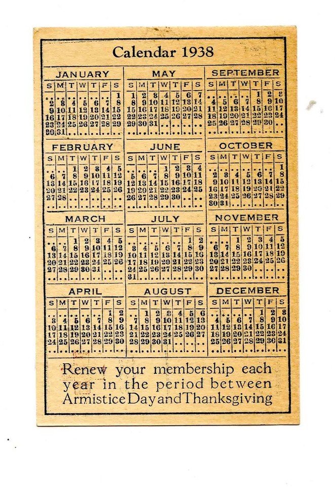 The American National Red Cross Membership Card & 1938 Calendar | eBay