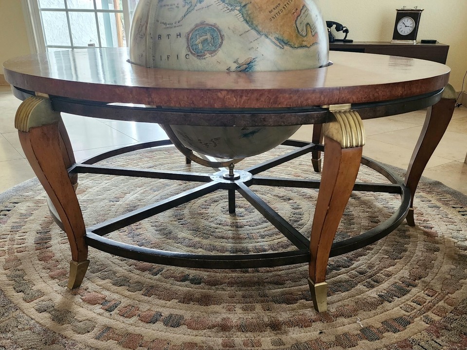 Ernest Hemingway Le Monde Coffee Table Brass World Globe Excellent ...