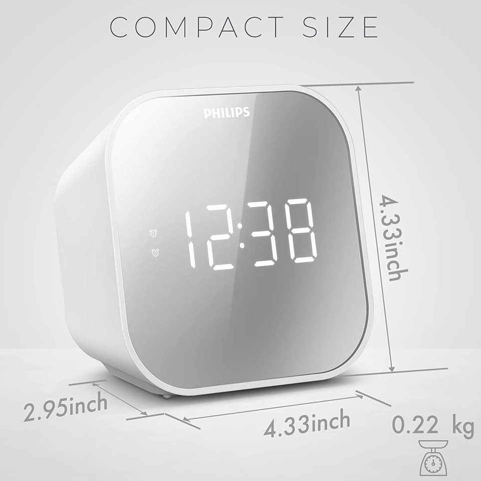 Philips Alarm Radio Clock With USB. Easy Snooze. USB Port- Battery ...