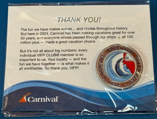 Carnival Cruise Lines Travel Pin Splendor VIFP 2024 | eBay