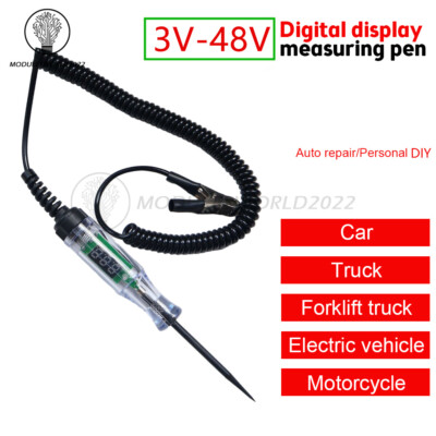 12V Voltage Test Pen Probe 3-48V Car Digital Electric Circuit Tester ...