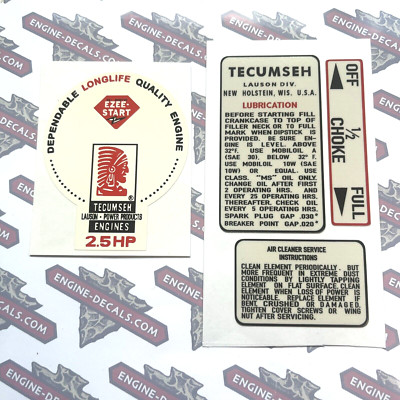 Tecumseh Engine 2.5-hp decals Set New H25 Troy Bilt, Balloon TB25 Set 4 ...