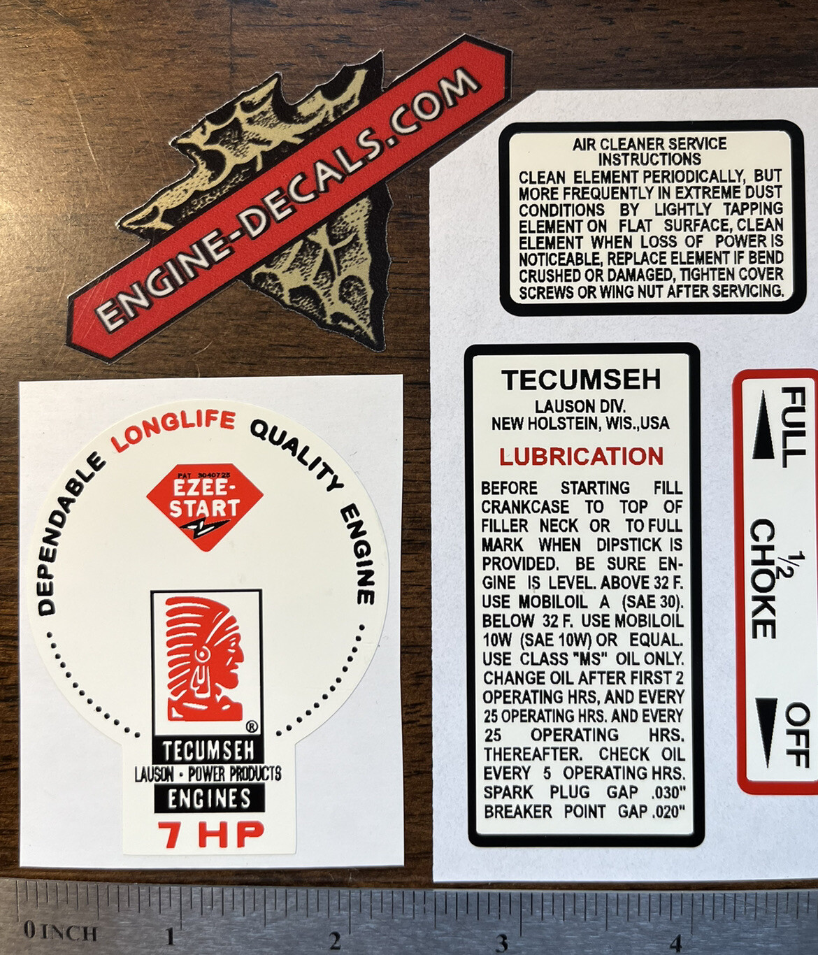 Tecumseh Engine 7-hp decals Set New H70 Troy Bilt, Tote Gote Balloon ...