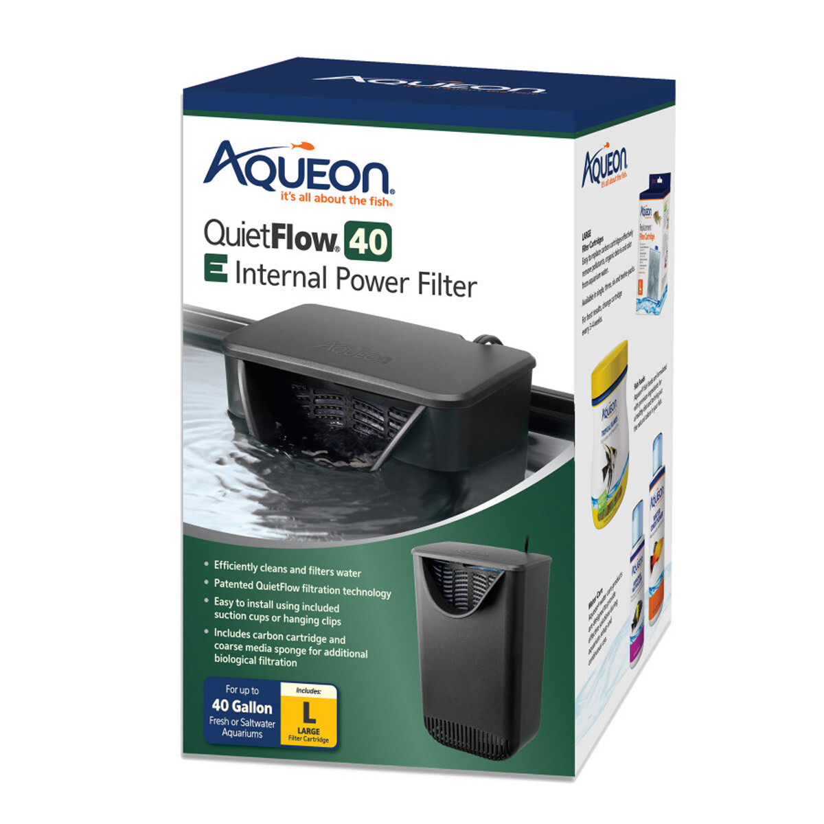 Aqueon QuietFlow E Internal Power Filter Large for Aquariums up to 40 ...
