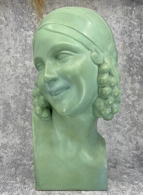 LARGE STUNNING 1920s ART DECO TERRACOTTA FLAPPER BUST J.C. GUERO - JADEITE GLAZE | eBay
