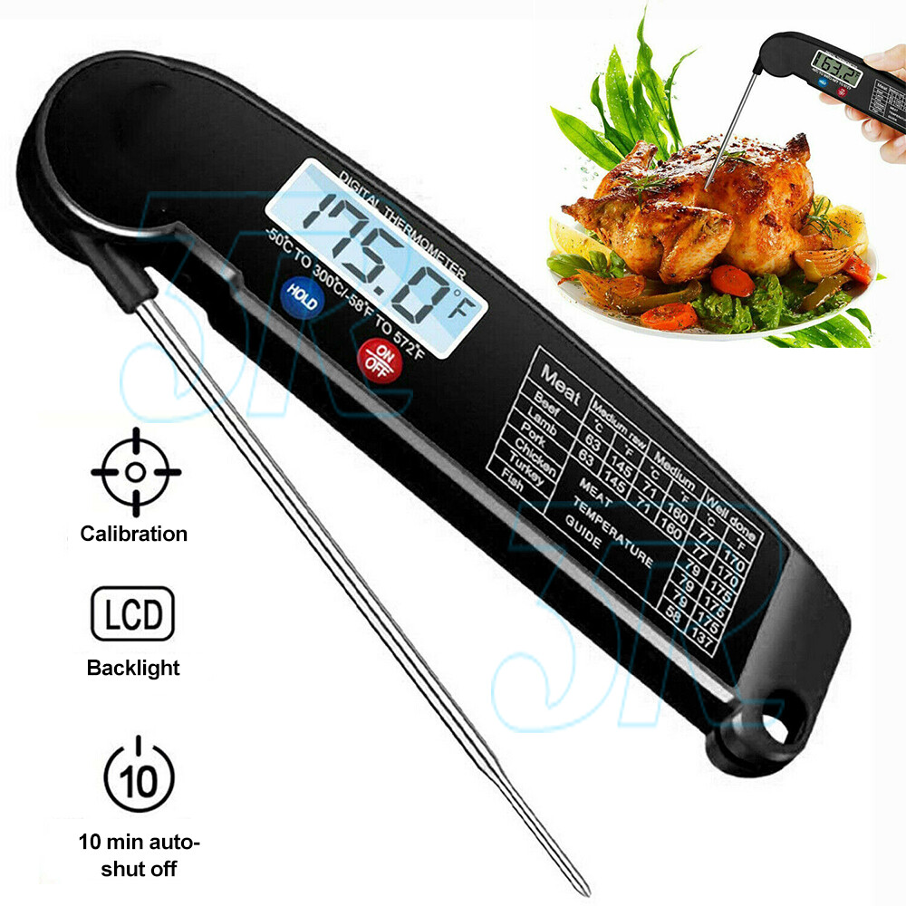 Foldable Digital Cooking Food Thermometer Probe Temperature Kitchen BBQ ...
