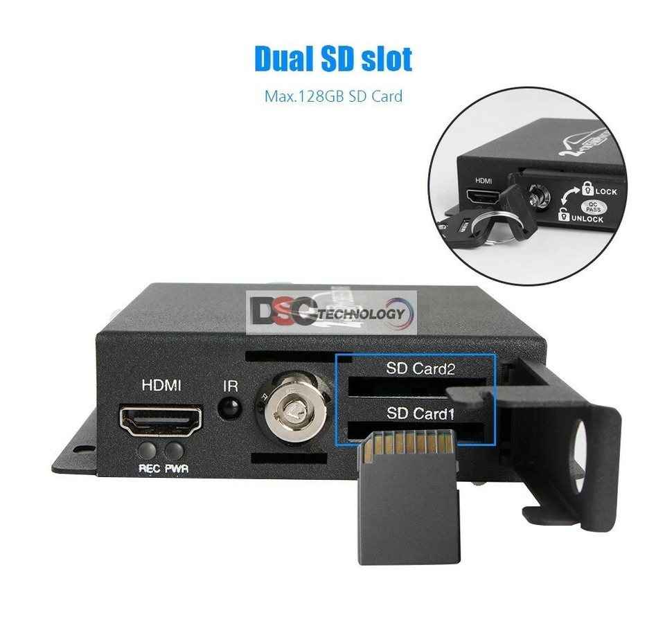 2CH AHD 5MP Mini Mobile DVR Real-time HD1080P SD DVR support 128GB/CVBS ...