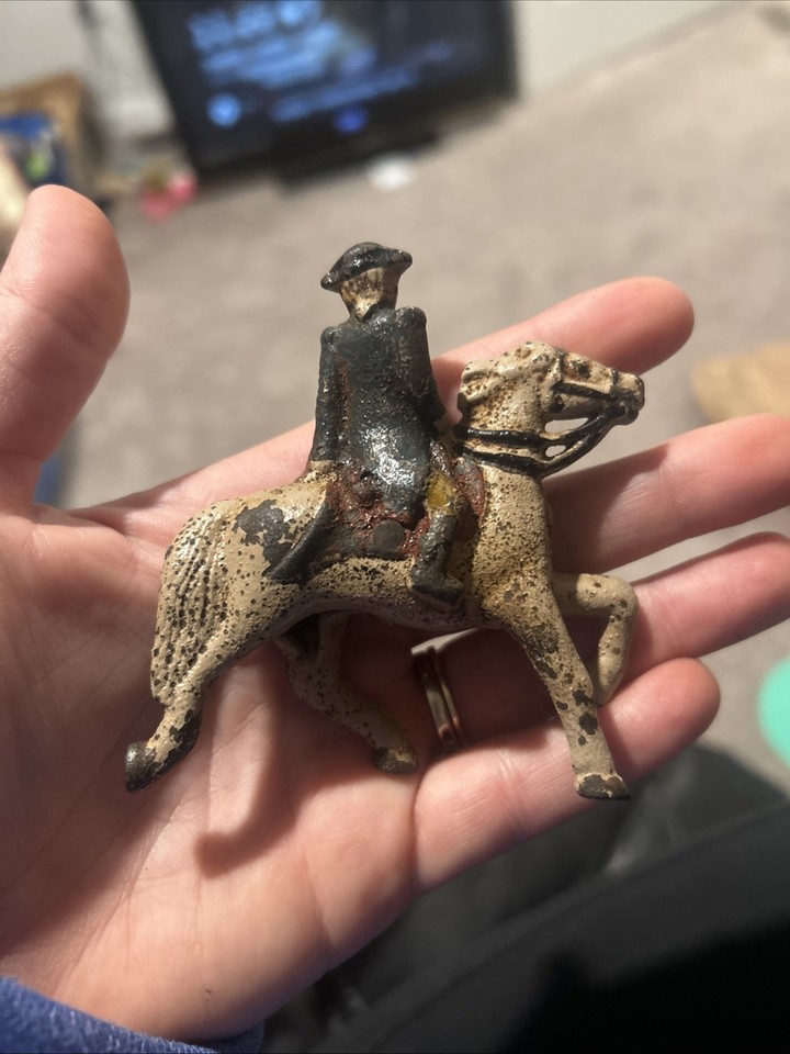 Vintage Cast Metal Soldier Mounted Colonial | eBay