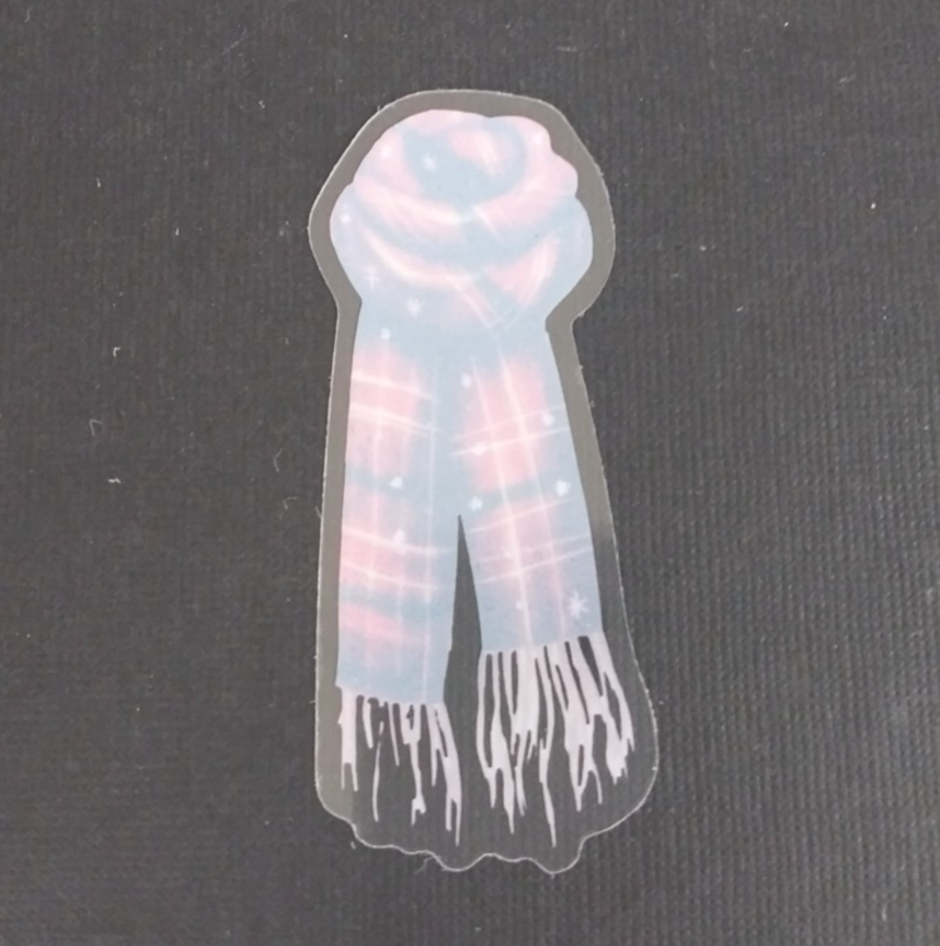Red Scarf With Fringe Transparent Christmas Sticker 3" x 1.25" (X) | eBay