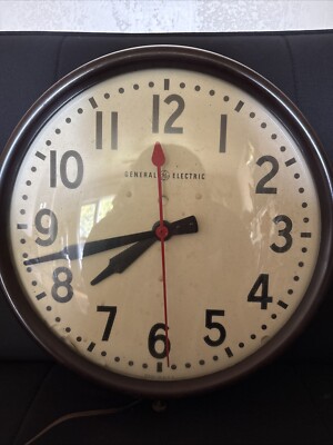 Vintage GE General Electric Telechron Wall Clock School Sweep Hand ...