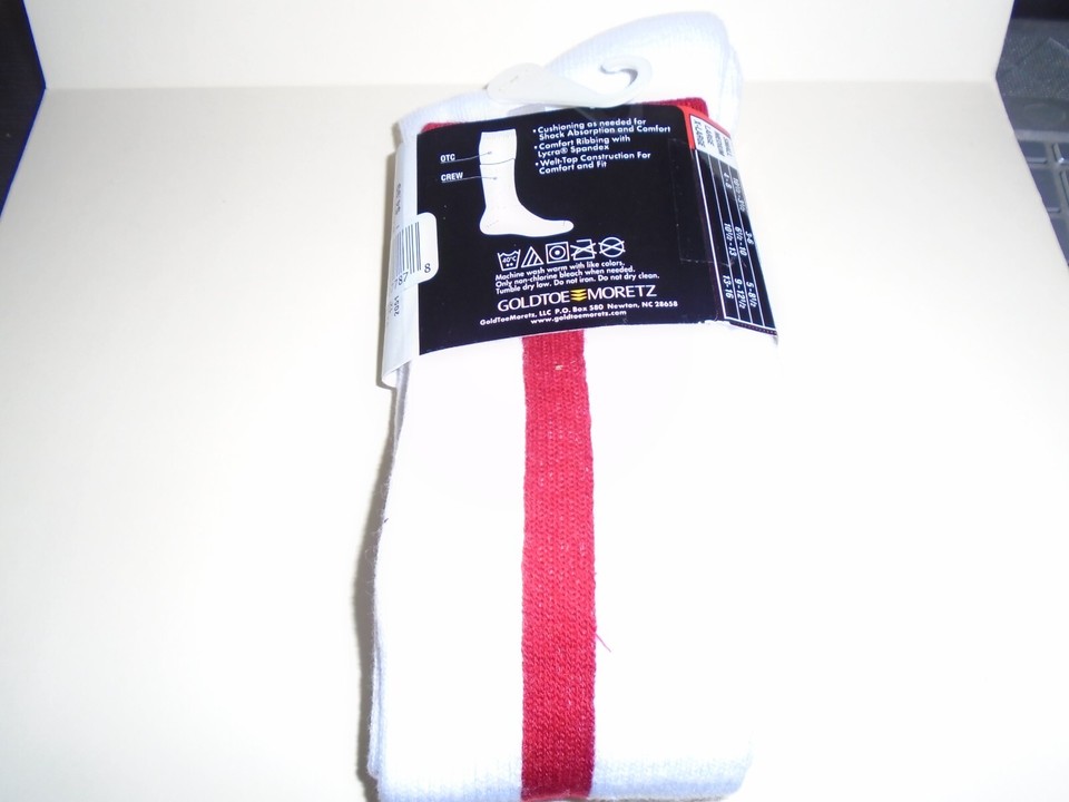 GOLD TOE PowerSox Baseball 2in1 Stirrup Socks White Red Unisex Size M ...