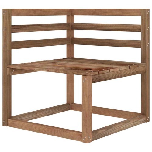 CanapÃ© d'angle palette de jardin Marron Bois de pin imprÃ©gnÃ ...