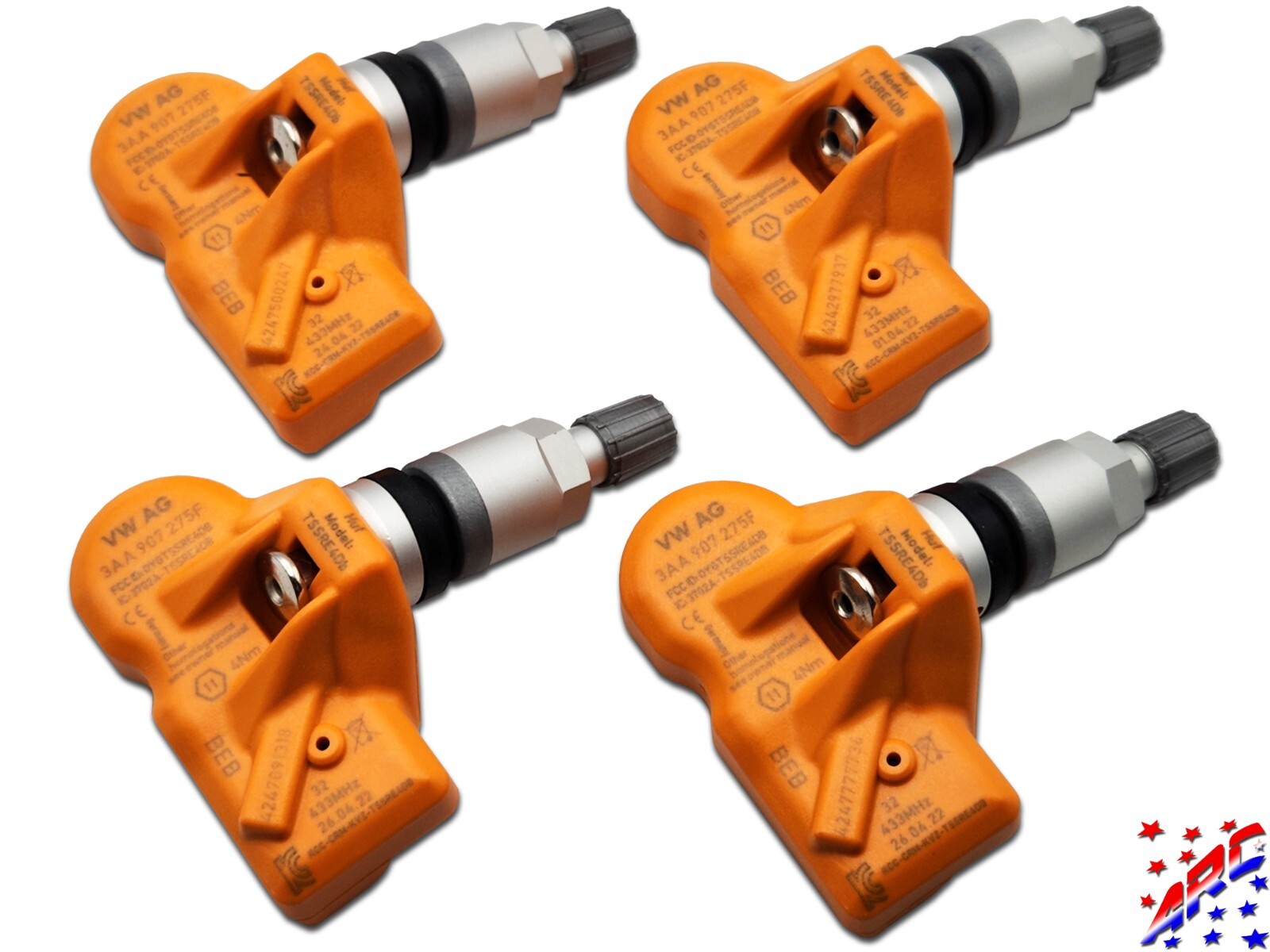 Complete Set of 4 Genuine VW TPMS Tire Pressure Sensors & Service Kit ...