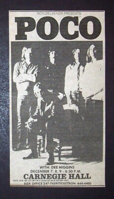 Poco From the Inside Era Carnegie Hall NYC 1971 Mini Poster Type ...