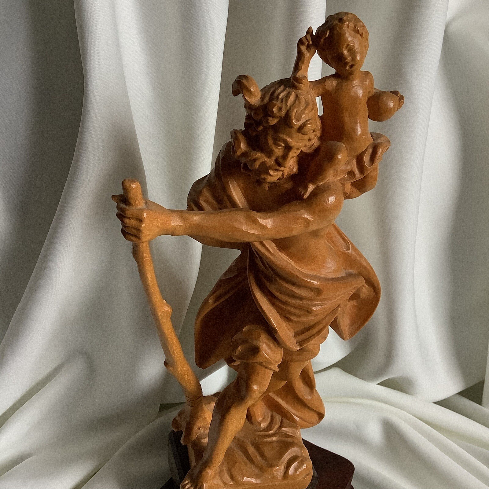 Italy Saint Christopher Deity Maria Catholic Jesus Carved Wood Statue ...