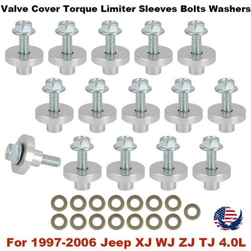 For Jeep 4.0 Valve Cover Torque Limiter Sleeves Bolts Washers XJ TJ ...
