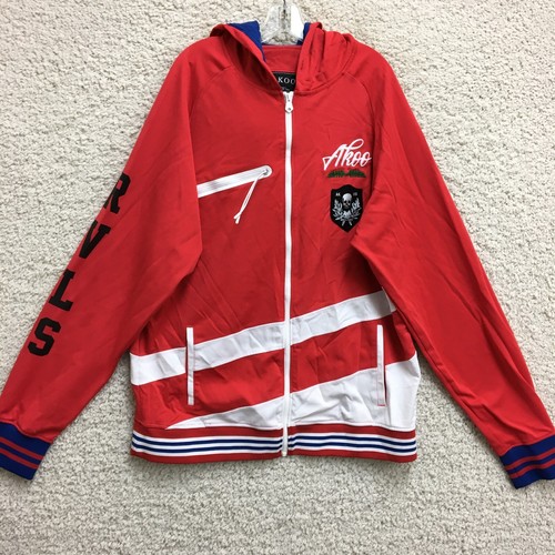 AKOO Hoodie 3XL Adult Red Full Zip Pocket Sweatshirt RVLS Athletic Mens ...