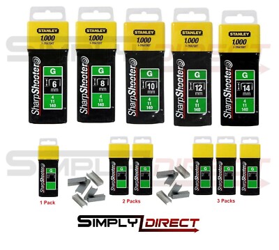 Stanley Staples 6mm 8mm 10mm 12mm 14mm Type G Heavy Duty Staple Gun ...