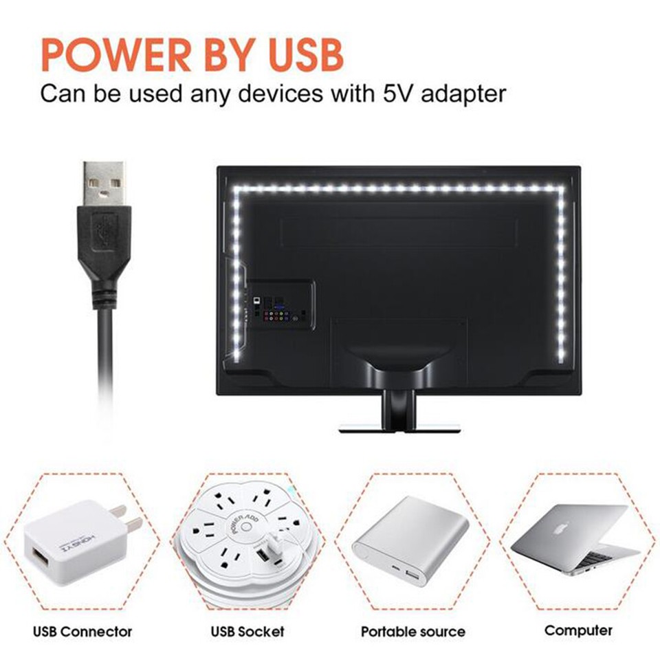 USB Powered RGB LED Strip Light Backlight for LCD TV PC Computer Case ...
