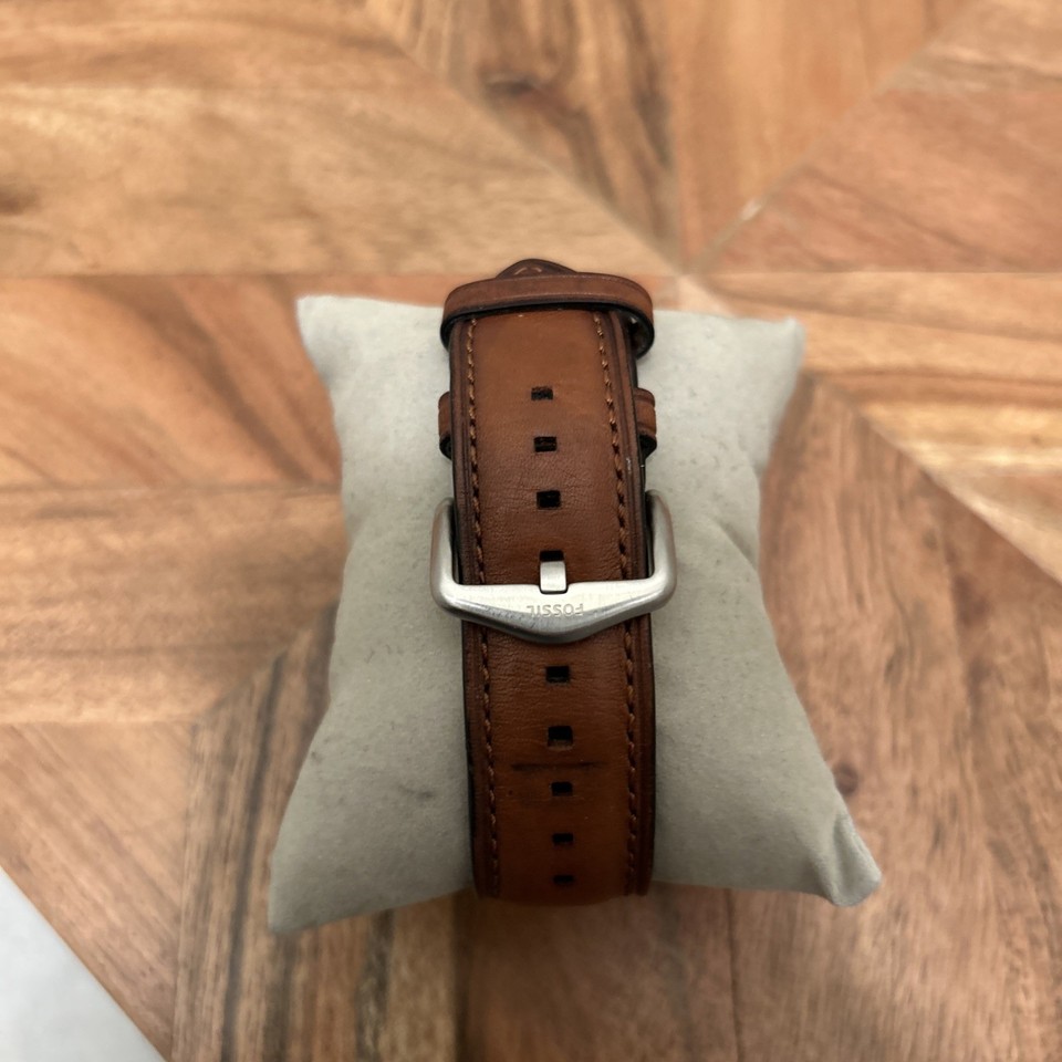 Fossil minimalist blue dial 44mm Brown Leather Quartz Mens Watch FS5304 ...