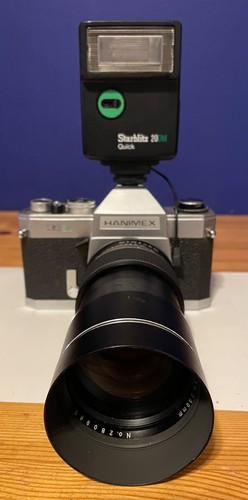 Hanimex 35SL camera SLR 35mm with HANIMAR auto 8” 1:3.5 lens 200mm and ...