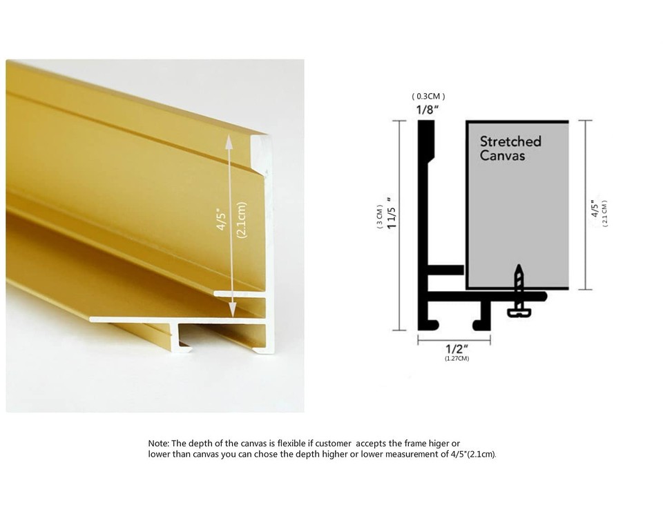 DIY Metal Floating Frame for 36X48 Canvas,Rabbet 0.8" Deep For 0.6-0.8 ...