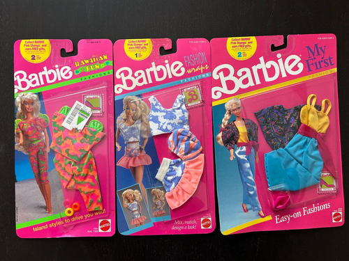 Barbie Fashion Finds VTG 1990 Mattel Lot 3 Dress Outfits New in ...