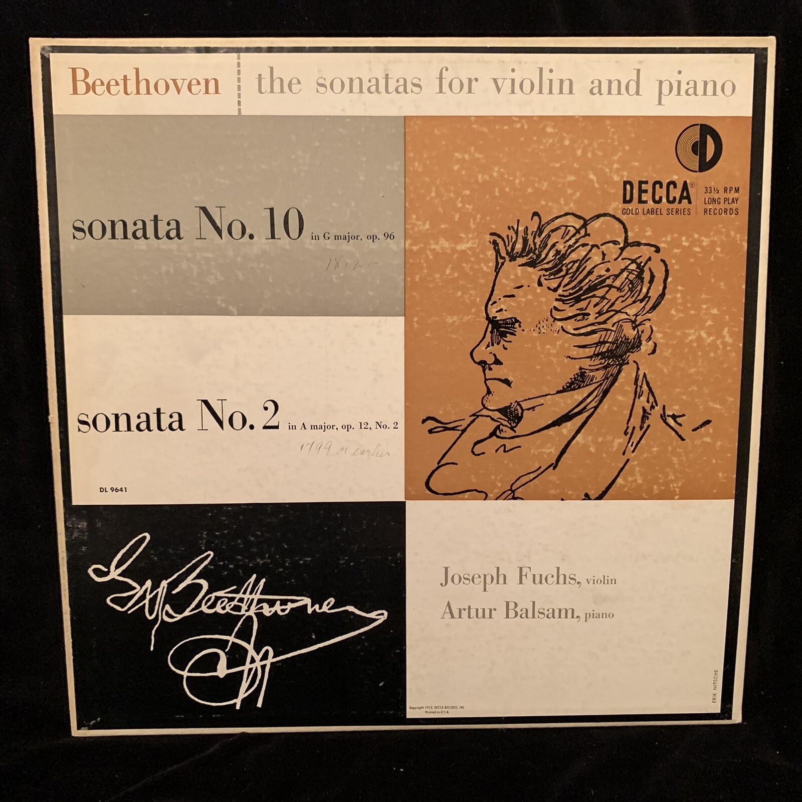 JOSEPH FUCHS violin - BEETHOVEN 10 Violin Sonatas - BALSAM - DECCA 5LP ...