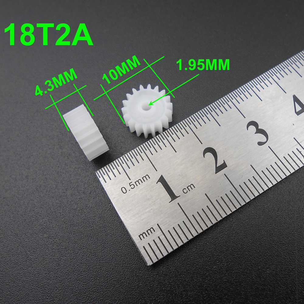 50Pcs 0.5M 18T 2A Plastic Spindle Spur Gear Bore Hole 2MM 1.95MM 18 ...