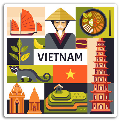 2 x 10cm Vietnam Vinyl Stickers - Hanoi Asia Cool Travel Sticker ...