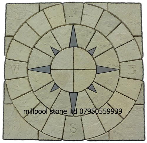 1.8m Nautical Compass Circle + sq off paving patio slabs [Delivery ...