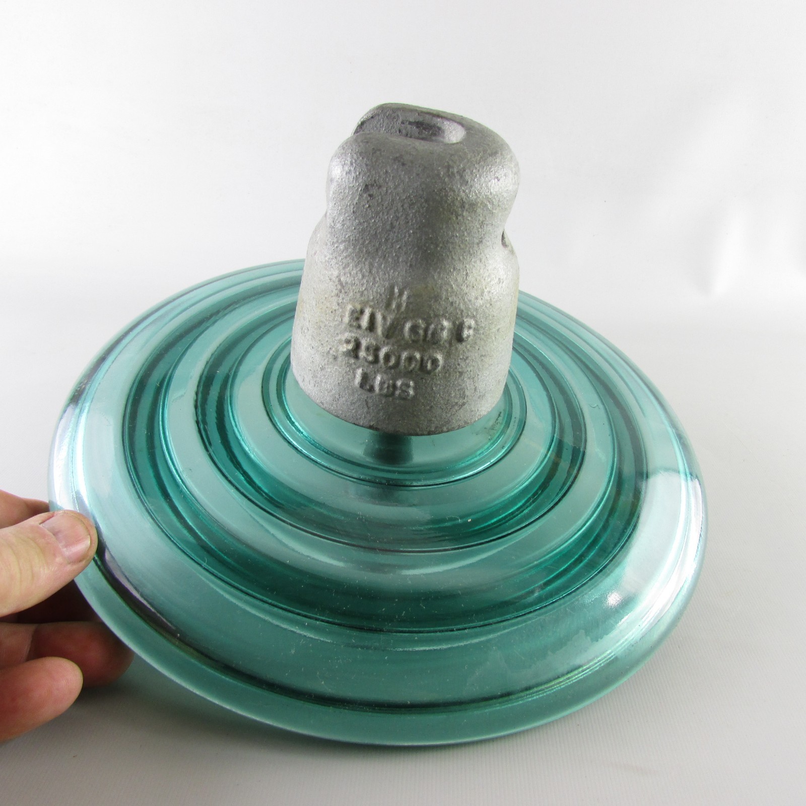 RARE Sediver E I V glass insulator 10 inch vintage French Yellow-Green ...